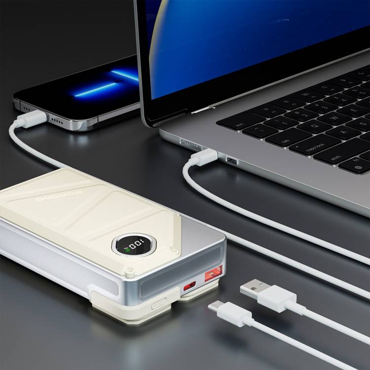 Buy Porodo Power Bank 2x Type-C in UAE | 20000mAh, PD 20W - White | (PD ...