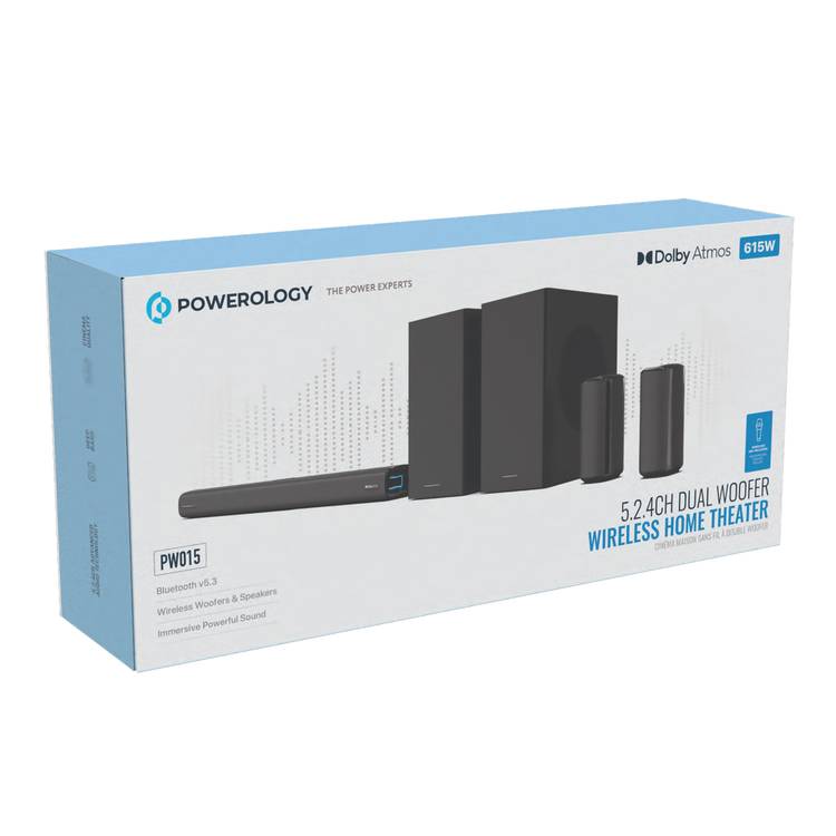 Buy Powerology 5.2.4CH Home Theater Soundbar with Dolby Atmos, Wireless ...