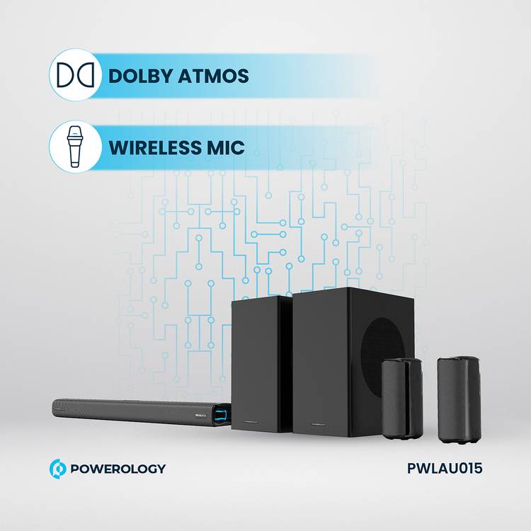 Buy Powerology 5.2.4CH Home Theater Soundbar with Dolby Atmos, Wireless Subwoofer & Wireless in ...