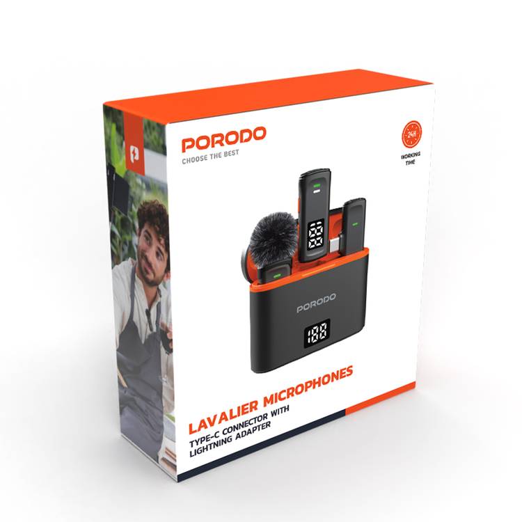 Buy Porodo Wirless Collar Double Microphone with Charging Case In UAE ...