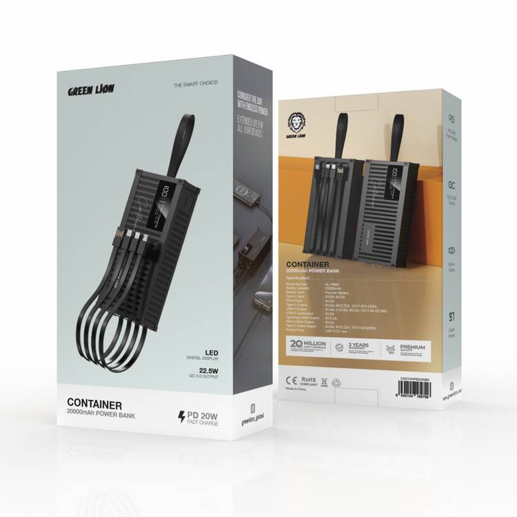 Green Lion Container Power Bank in UAE | 20000mAh, PD 20W, QC Output 22 ...