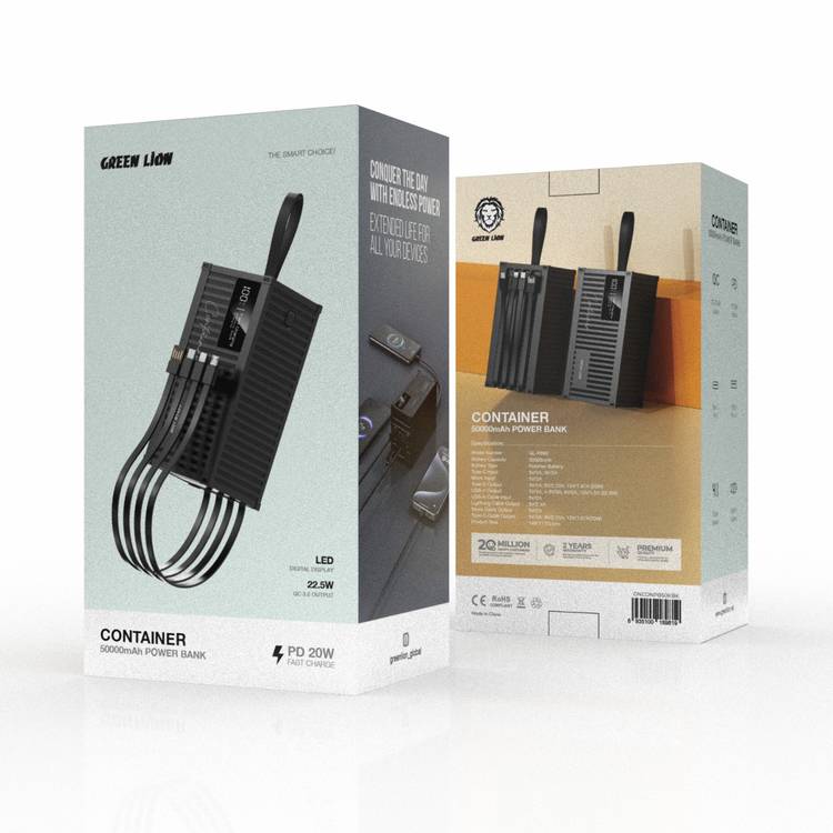 Green Lion Container Power Bank in UAE | 50000mAh, PD 20W, QC Output 22 ...