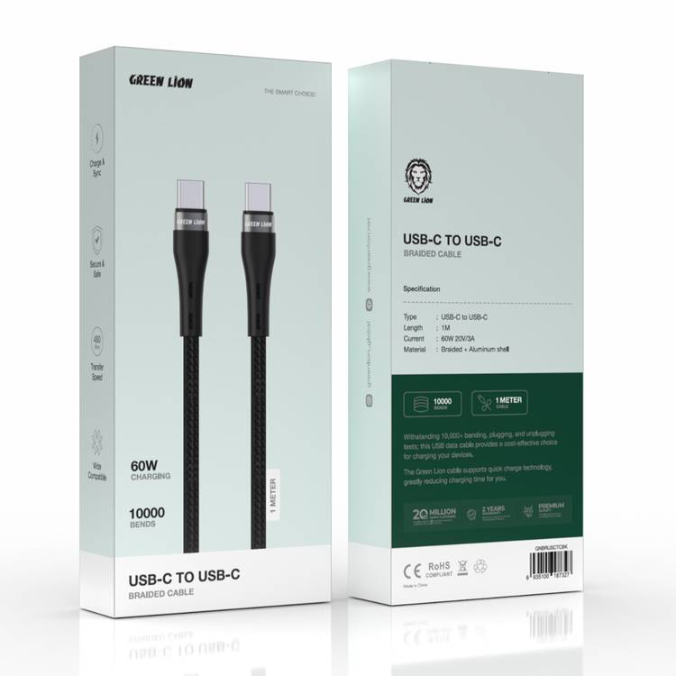 Buy Green Lion USB-C to USB-C Braided Cable in UAE | 10000 Bends Life ...