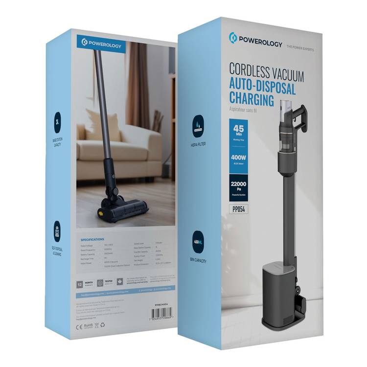 Buy Powerology Cordless Vacuum Auto-Disposal Charging in UAE | Auto-Disposal - Black Color ...