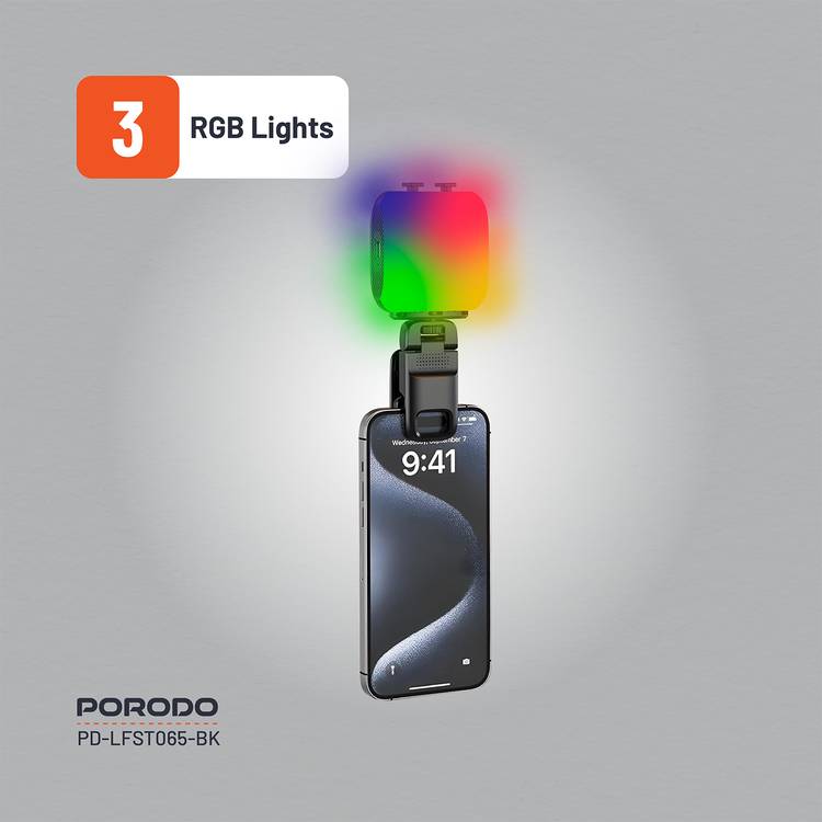 Porodo Lifestyle Clip-On Fill Light In UAE | Tripod Mount, 3 RGB Lights ...