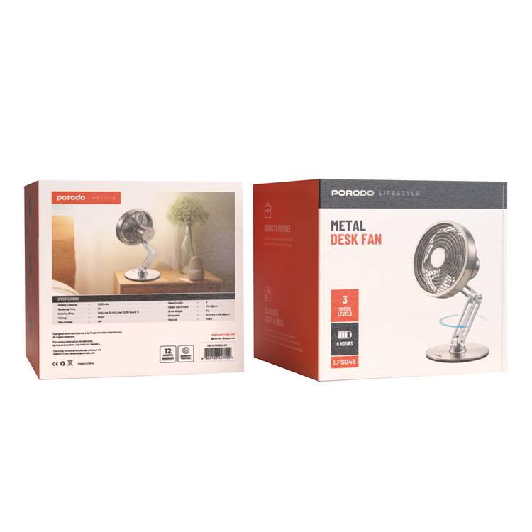 Buy Porodo Lifestyle Metal Desk Fan In UAE | Compact & Portable - Gray ...