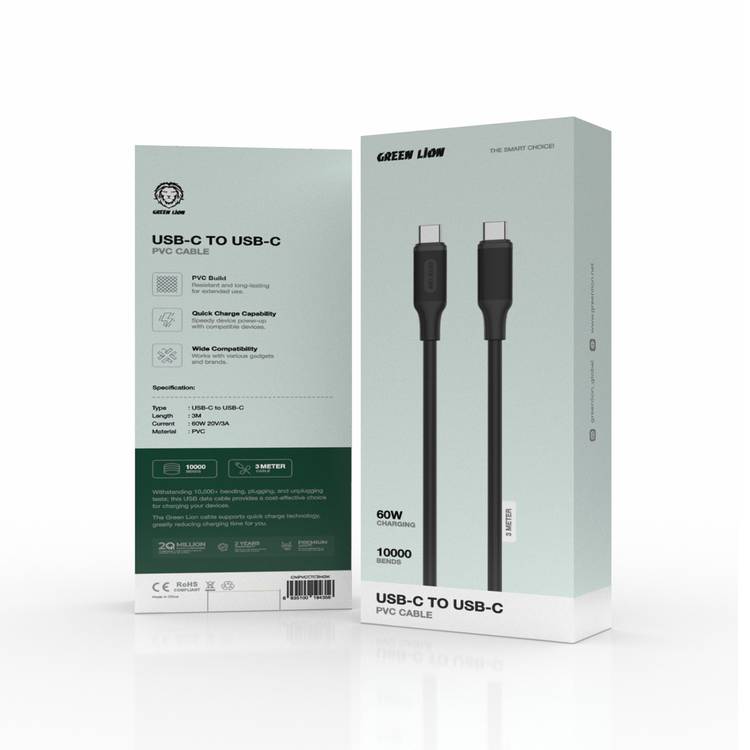 Green Lion USB-C to USB-C PVC Cable 3M in UAE | Fast Charge & Safe ...