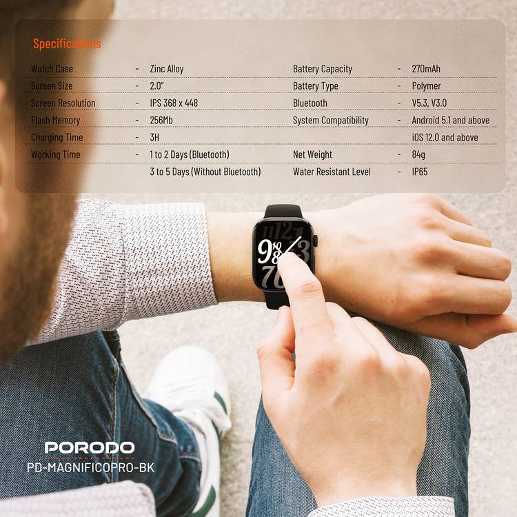 Porodo Magnifico Pro Smart Watch with Dual Straps in UAE | Health ...