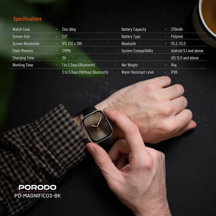 Porodo Magnifico 3 Smart Watch with Dual Straps in UAE | Health ...