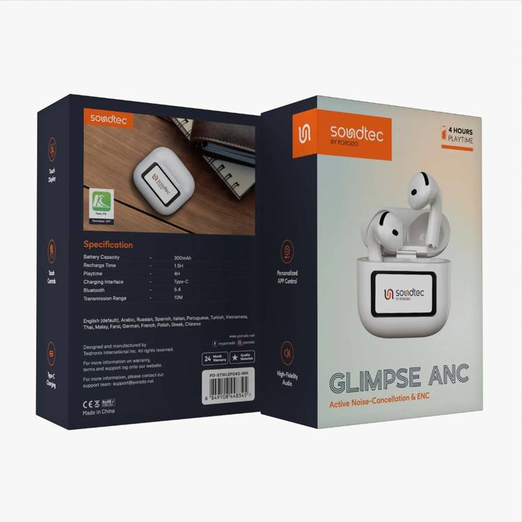 Porodo Soundtec Glimpse ANC Earbuds in UAE | Touch Display, Touch ...