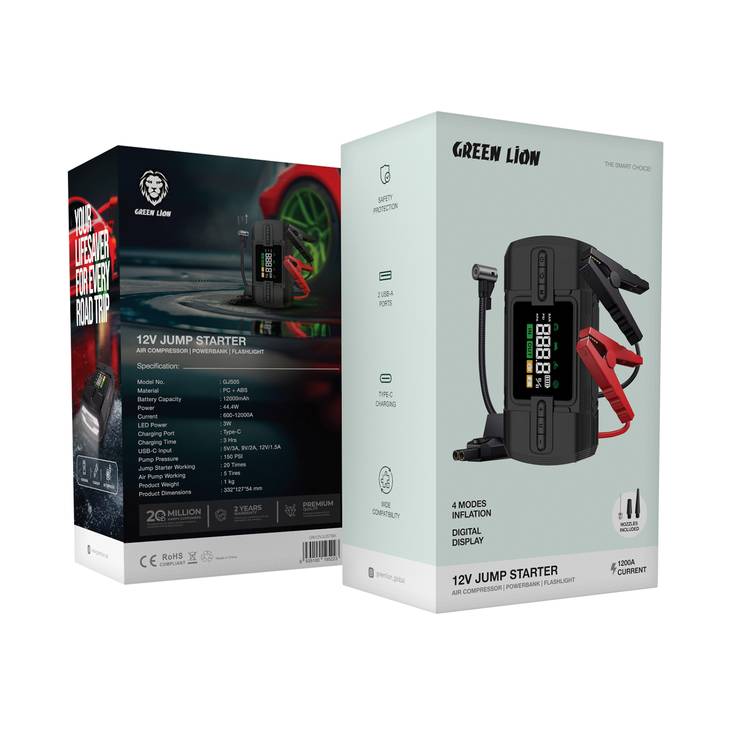 Green Lion 12V Jump Starter in UAE | 12000mAh Battery Capacity, 44.4W ...