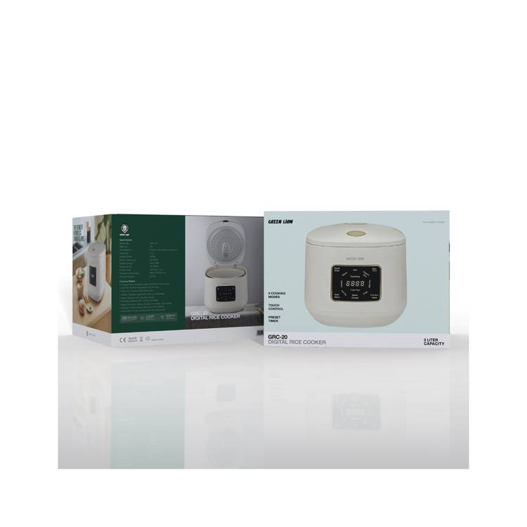 Green Lion GRC-20 Digital Rice Cooker in UAE | Easy To Clean - White Color | (GNGRC20RC5LWH)