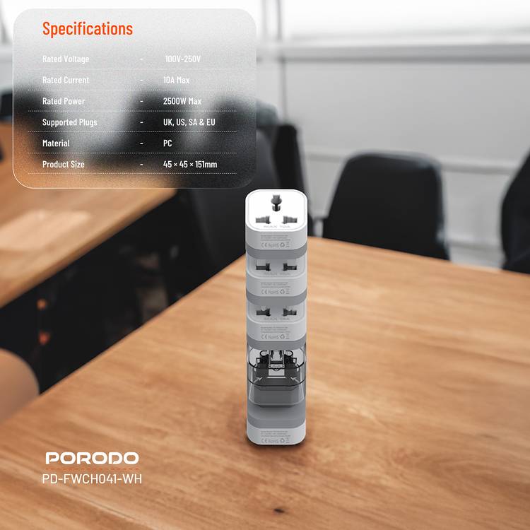 Porodo 150+ Countries Universal AC Adapters in UAE | UK, US, SA & EU ...