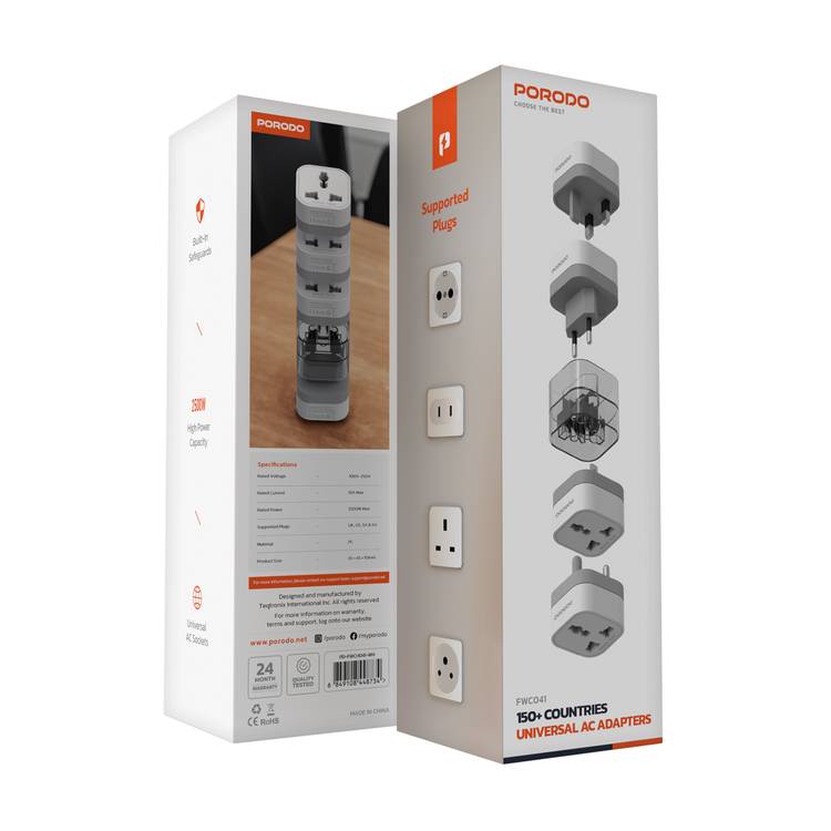 Porodo 150+ Countries Universal AC Adapters in UAE | UK, US, SA & EU ...