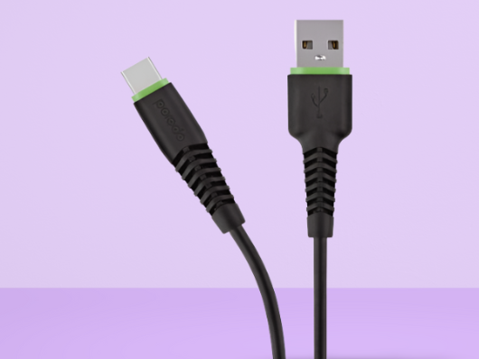 Buy Porodo Mini Type-C Cable - 2m, Black Length, 32g (PD-M8-0.2T)